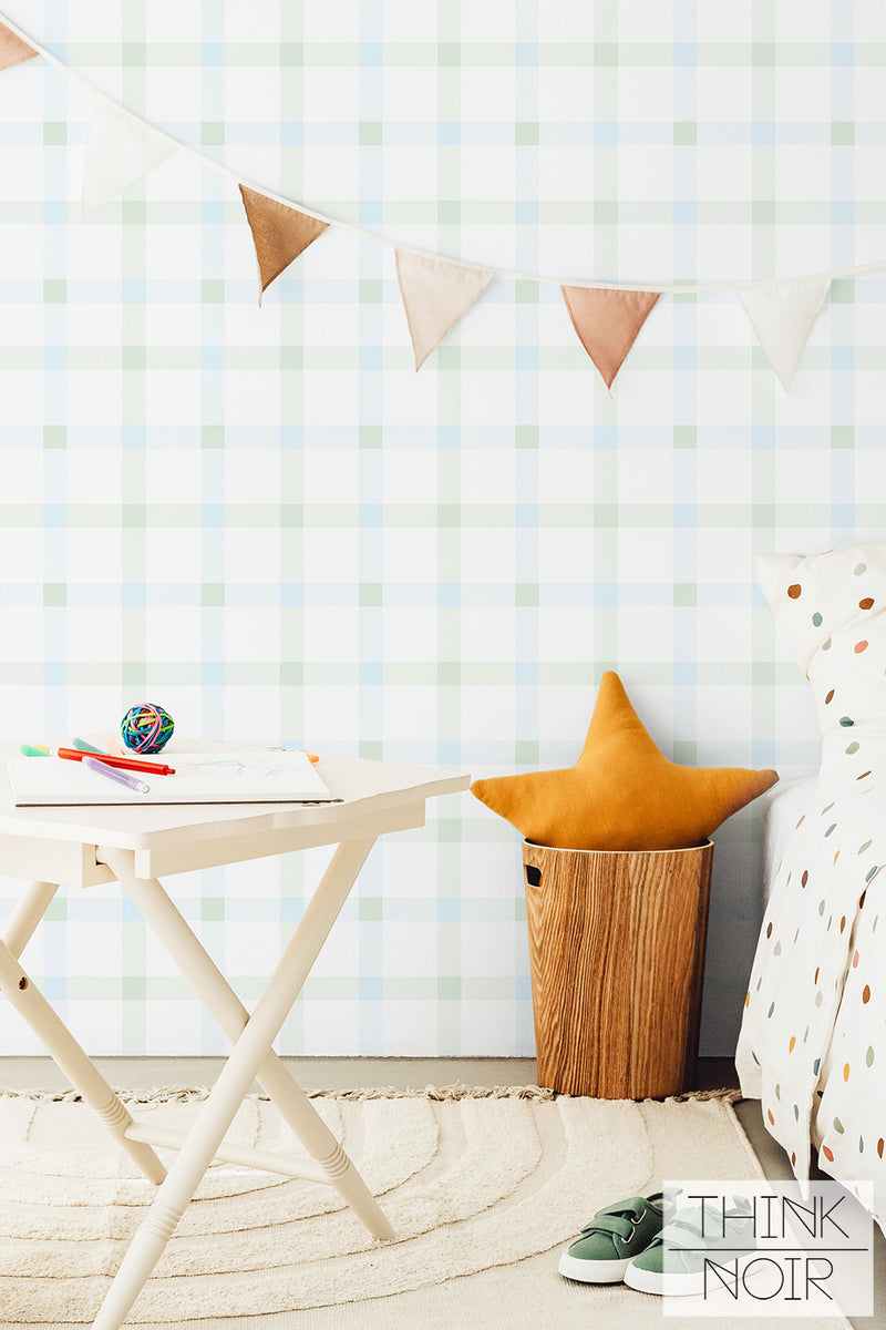 Simple Green & Blue Plaid Wallpaper - Think Noir Wallpaper ...